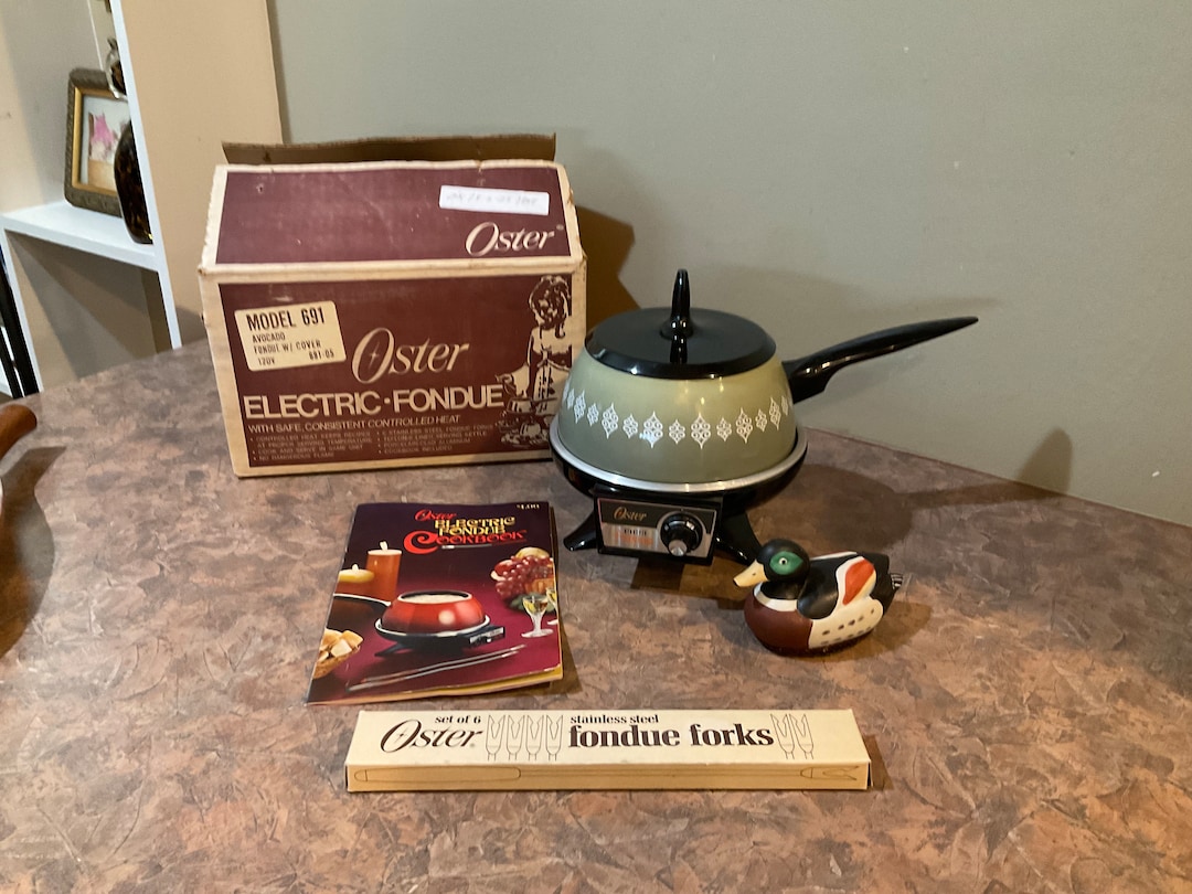 Oster Avocado Green Electric Fondue Pot With Lid and Heat Base ...