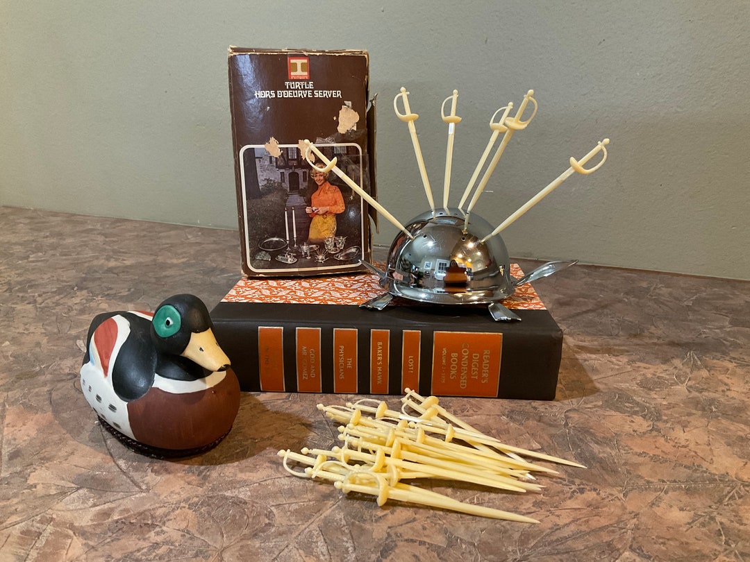 Irvinware Chrome Turtle Hors D Oeuvre Toothpick Holder Server #4070 ...