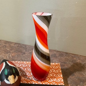 Nasco Vase Japan Vintage Beautiful Blown Art Glass Bud Orange, Black ...