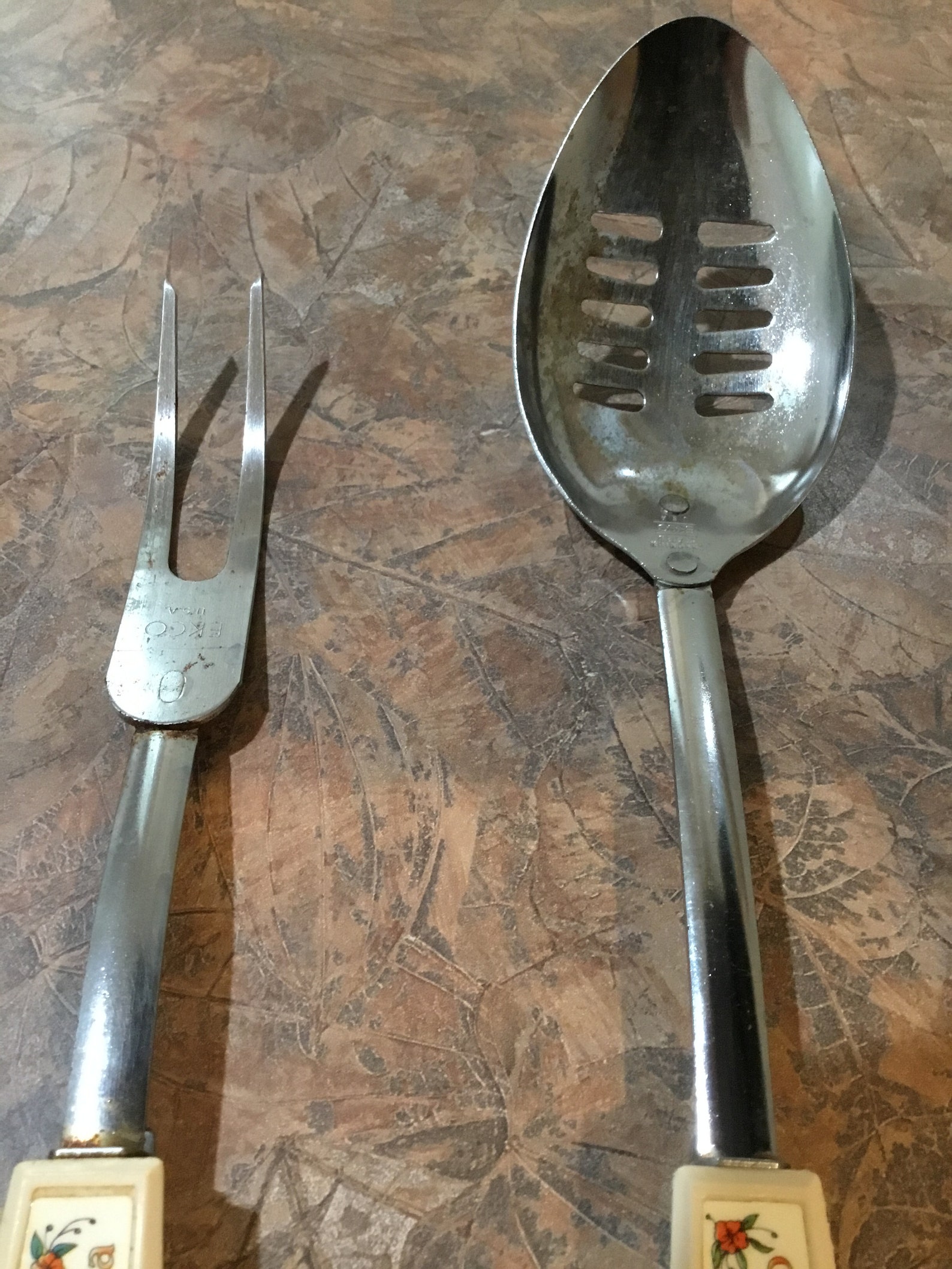 Ekco Large Serving Slotted Spoon Fork Kitchen Utensil Retro | Etsy