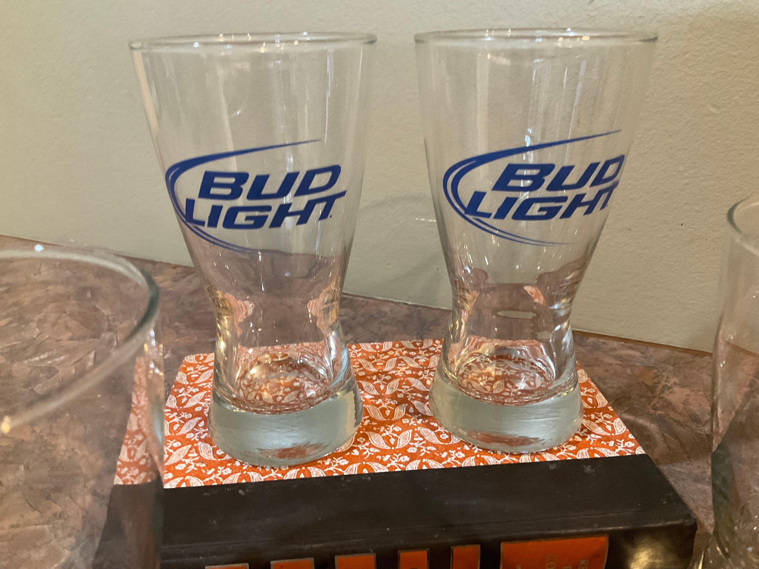 Bud Light Glasses Swoosh Logo, Pub, Mancave Bar, Set of Four, Vintage ...