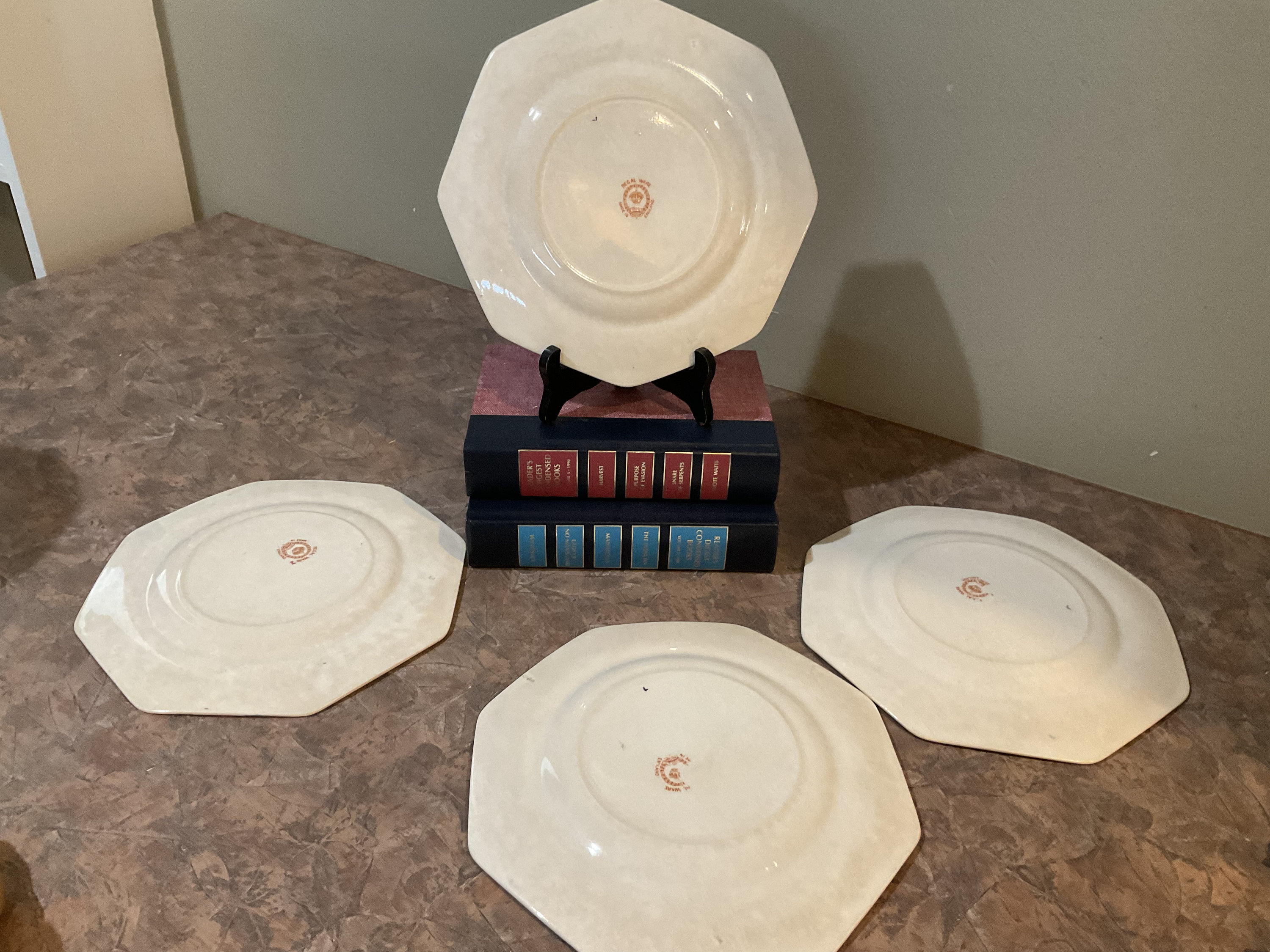 REGAL Ware Blue Art DECO Handpainted, Octagon Plates, MCM, Retro Dish ...