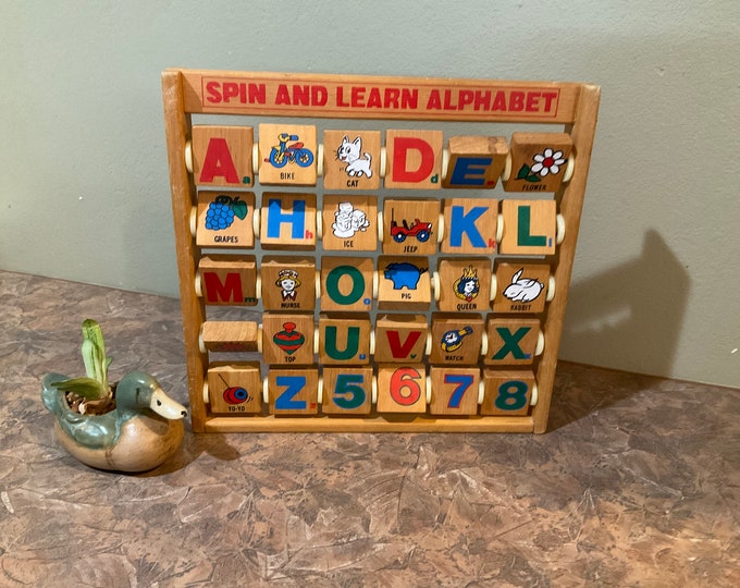 Spin and Learn the Alphabet Standing Wooden Table Toy With Spinning ...