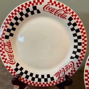 Coca-cola Checkerboard Pattern Plates, Set of 2, Red White and Black ...