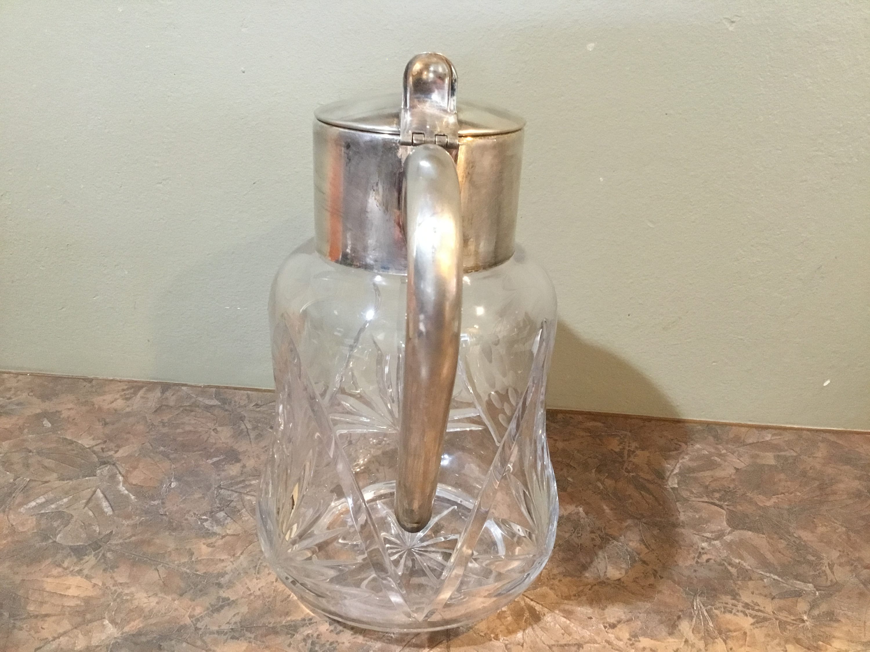 Quist Prasente Germany Silver Plate Large Crystal Carafe | Etsy