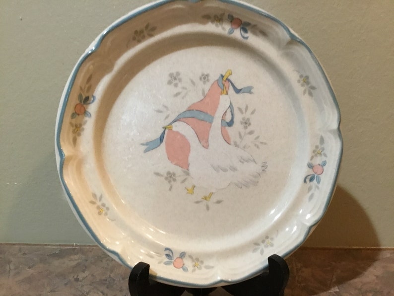 Marmalade Goose Blue Ribbon salad plate geese with blue | Etsy