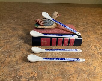 St Dalfour Porcelain Spoon, Blue and White French Pottery, Jam Spoon ...