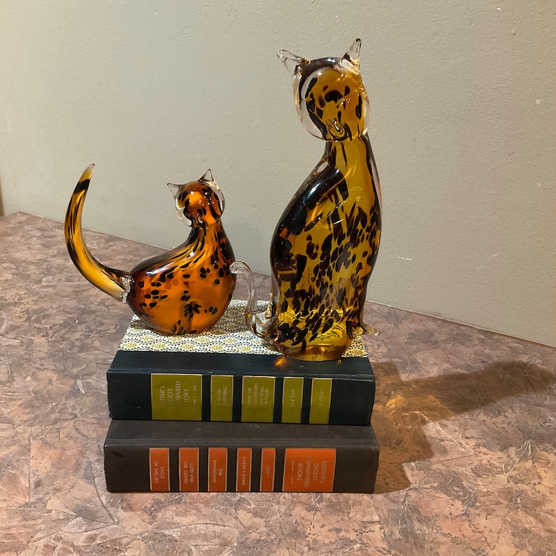 Glass Cat Figurine - Etsy