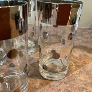 Platinum Band Polka Dot Highball Glasses Metalyte, Vintage MCM, Set of ...