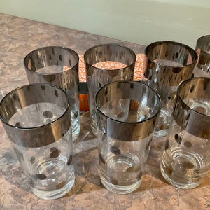 Platinum Band Polka Dot Highball Glasses Metalyte, Vintage MCM, Set of ...