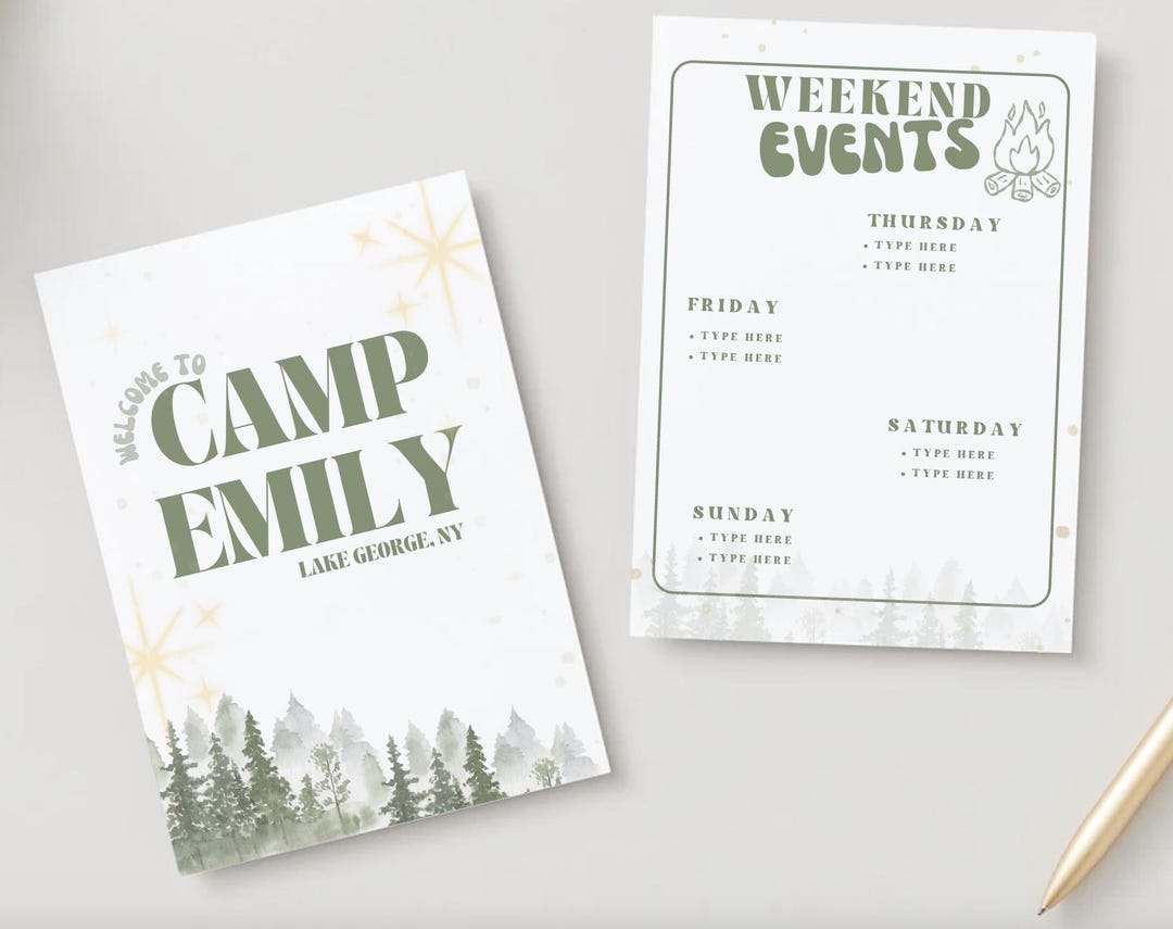 Camp Bride Bachelorette Itinerary- Fully Editable Digital Download - Etsy