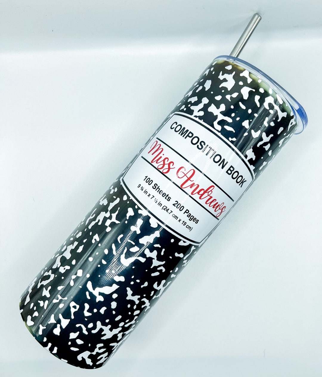 PERSONALIZED Composition Book 20oz Tumbler Teacher Gift Custom Coffee ...