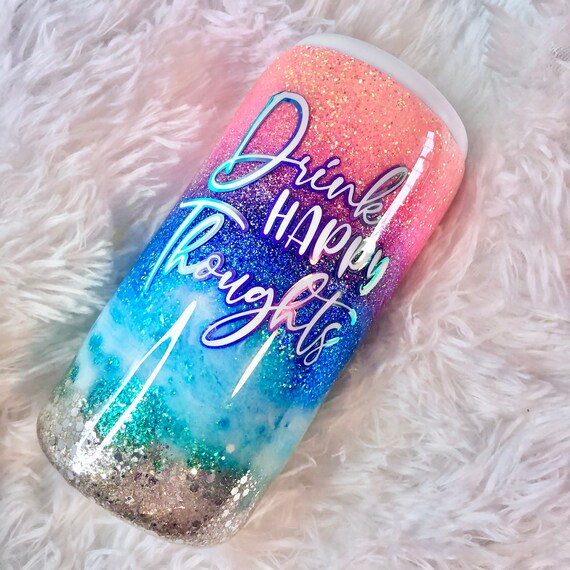 12oz Sunset Glitter Can Cooler Skinny Can Cooler Stainless - Etsy