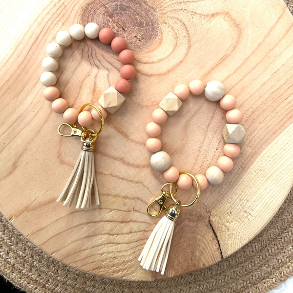 Wood Bead Keychain - Etsy