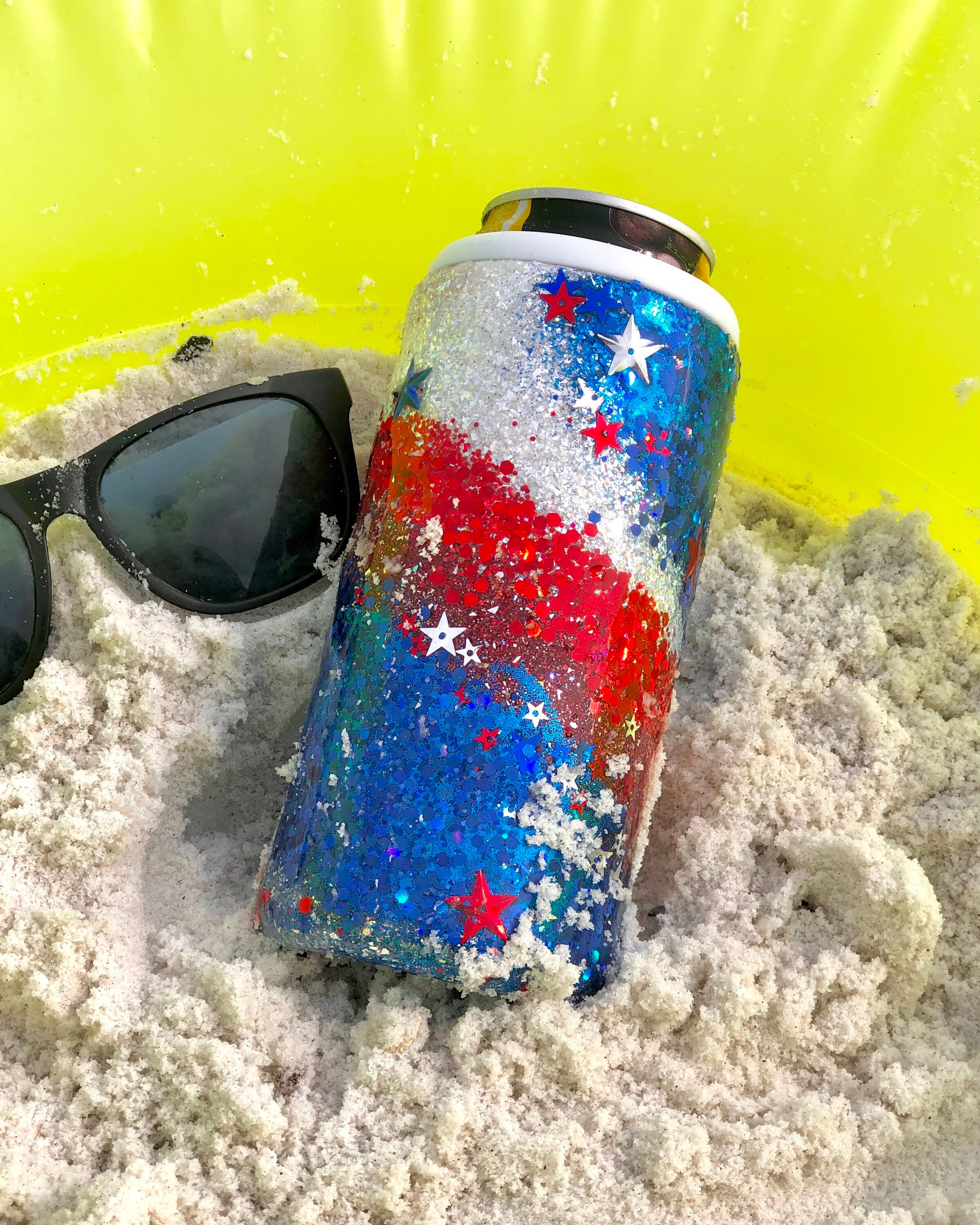 12oz Red White and Blue Can Cooler Personalized Skinny Can - Etsy