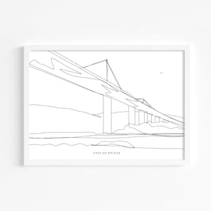 Erskine Bridge | Line Drawing | Line Print | Line Art | A4 | Wall Decor ...