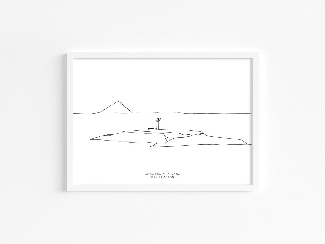 Isle of Arran - Ailsa Craig - Pladda Line Drawing Print | Wall Hanging ...