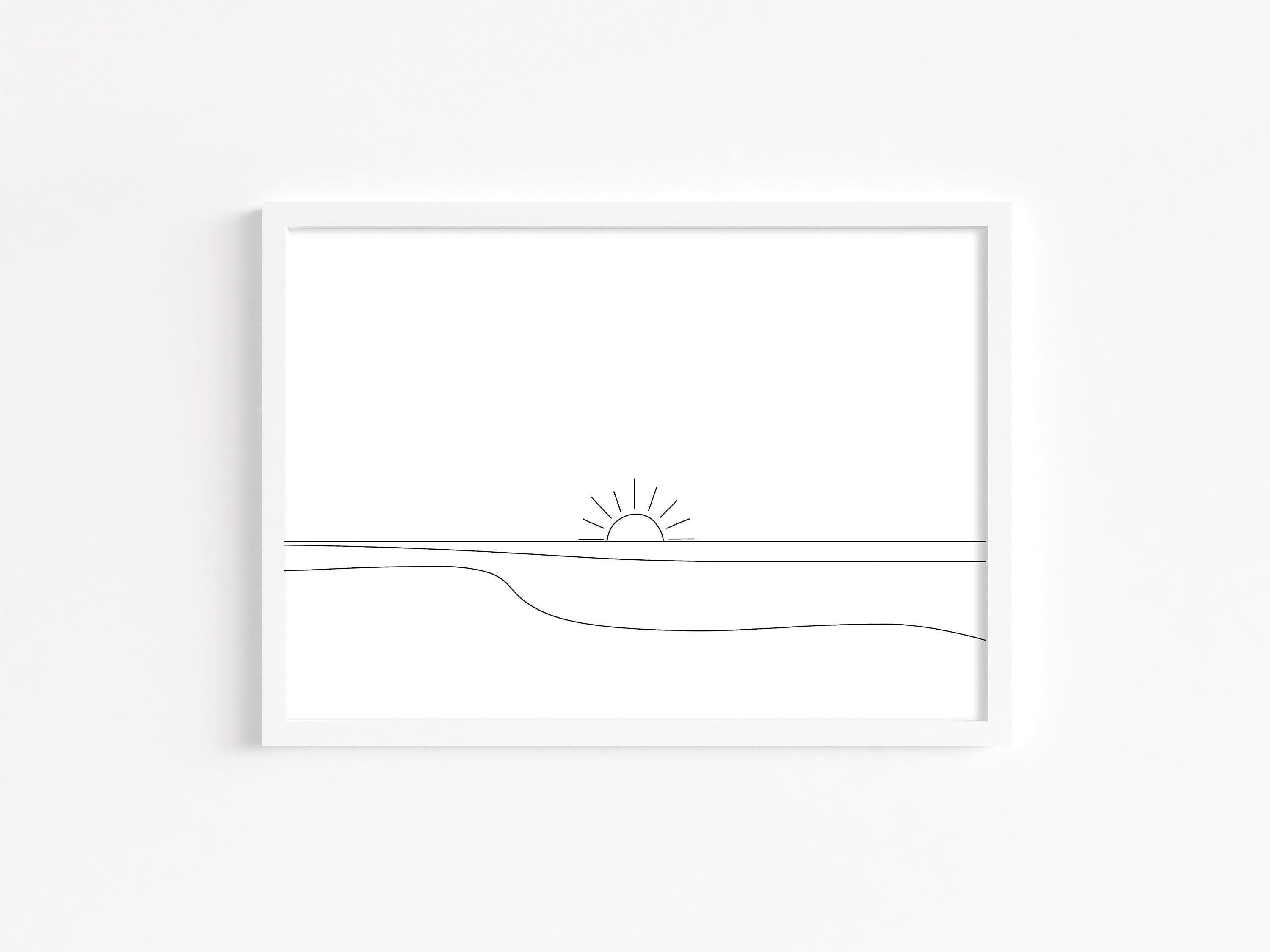 Sunrise | Sunset | Line Drawing | Hand Drawn | Wall Decor | Wall ...