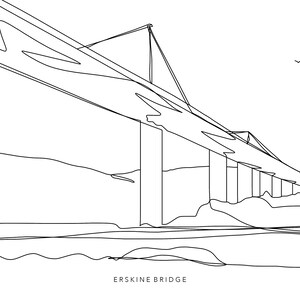 Erskine Bridge | Line Drawing | Line Print | Line Art | A4 | Wall Decor ...