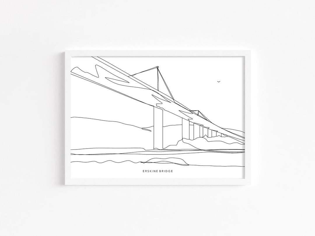 Erskine Bridge | Line Drawing | Line Print | Line Art | A4 | Wall Decor ...