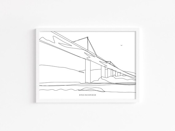 Erskine Bridge Line Drawing Line Print Line Art A4 | Etsy