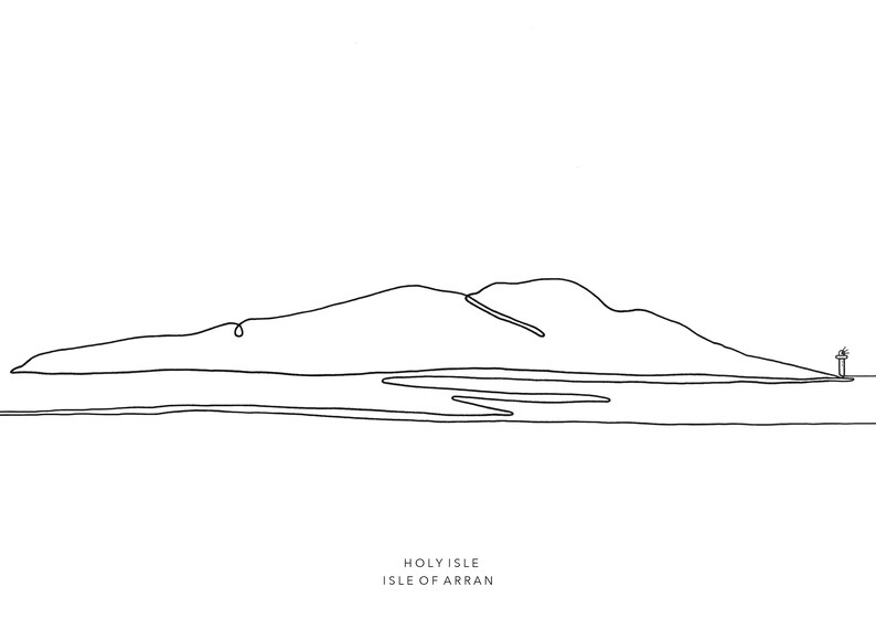 Holy Isle Line Drawing Print | A4 | Line Drawing | Line Print | Wall ...