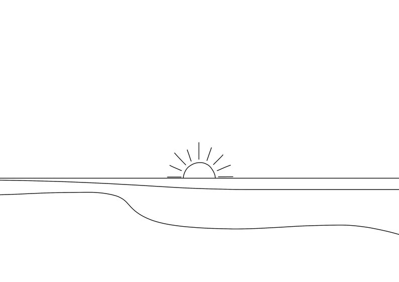 Sunrise | Sunset | Line Drawing | Hand Drawn | Wall Decor | Wall ...