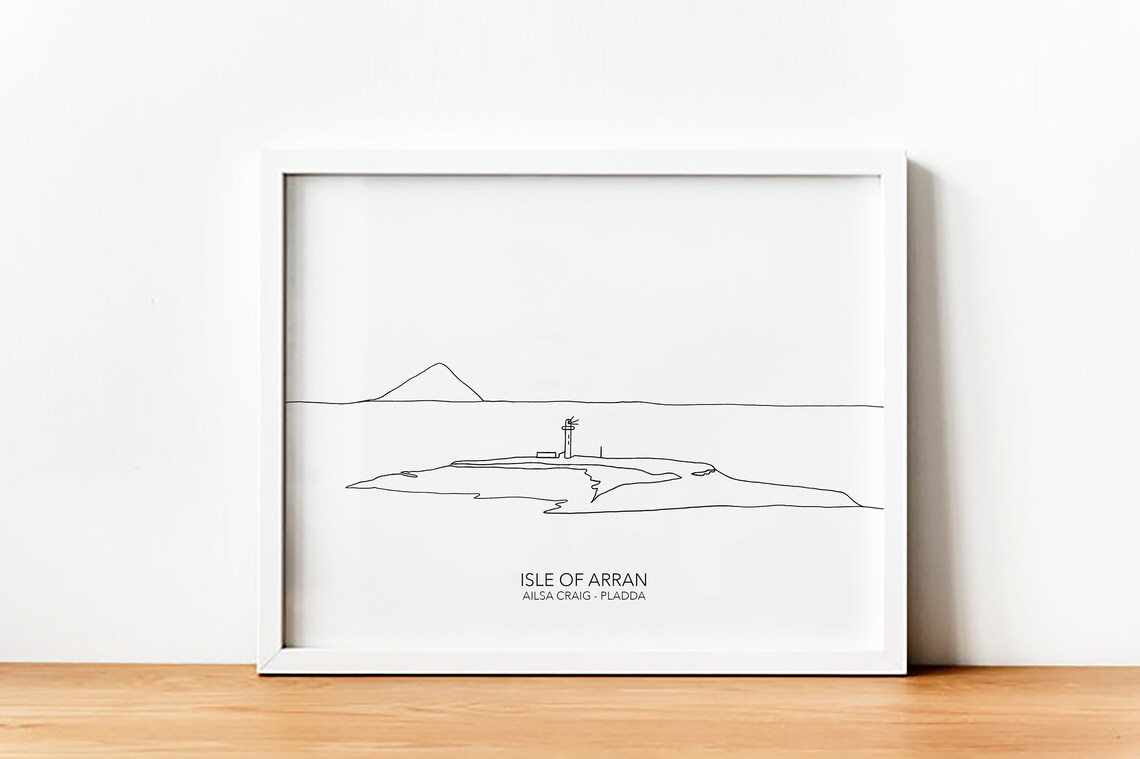 Isle of Arran Ailsa Craig Pladda Line Drawing Print Wall | Etsy