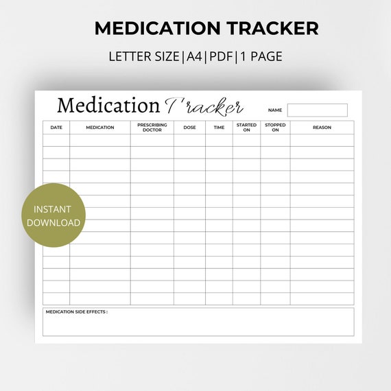 Medication Chart Template Free Download