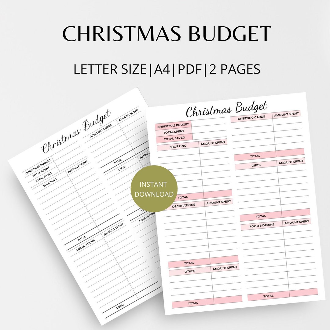 Christmas Budget Planner Holiday Budget Budget List - Etsy