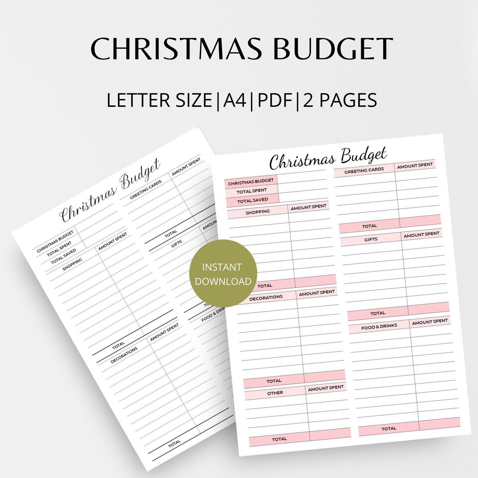 Christmas Budget Planner Holiday Budget Budget List - Etsy