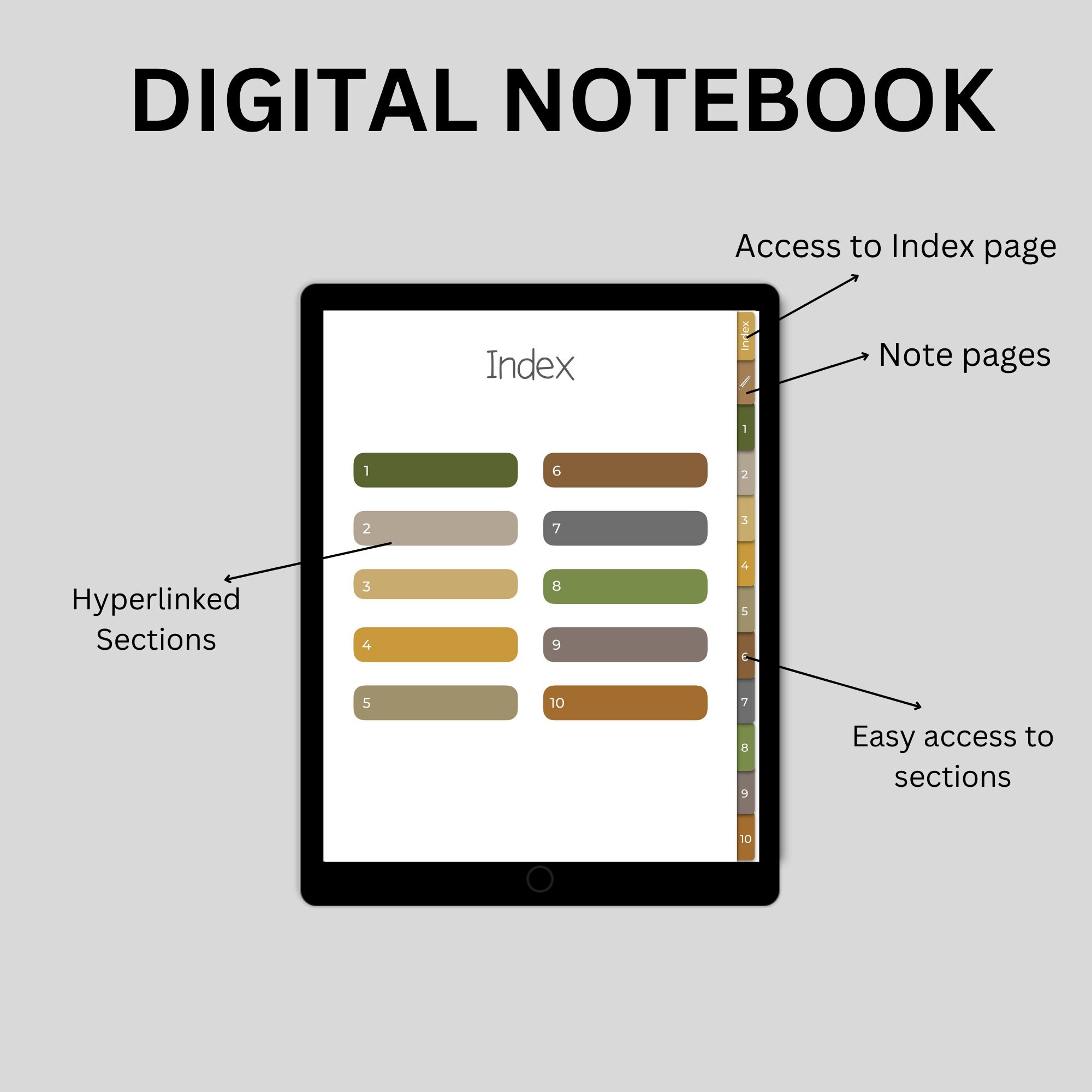 Minimal Digital Notebook, Student Notebook Goodnotes, Portrait, Note ...