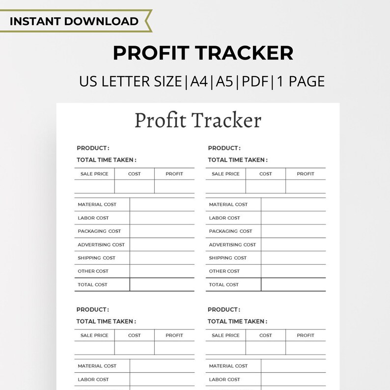 Product Price Worksheet Profit Tracker Profit Calculator - Etsy