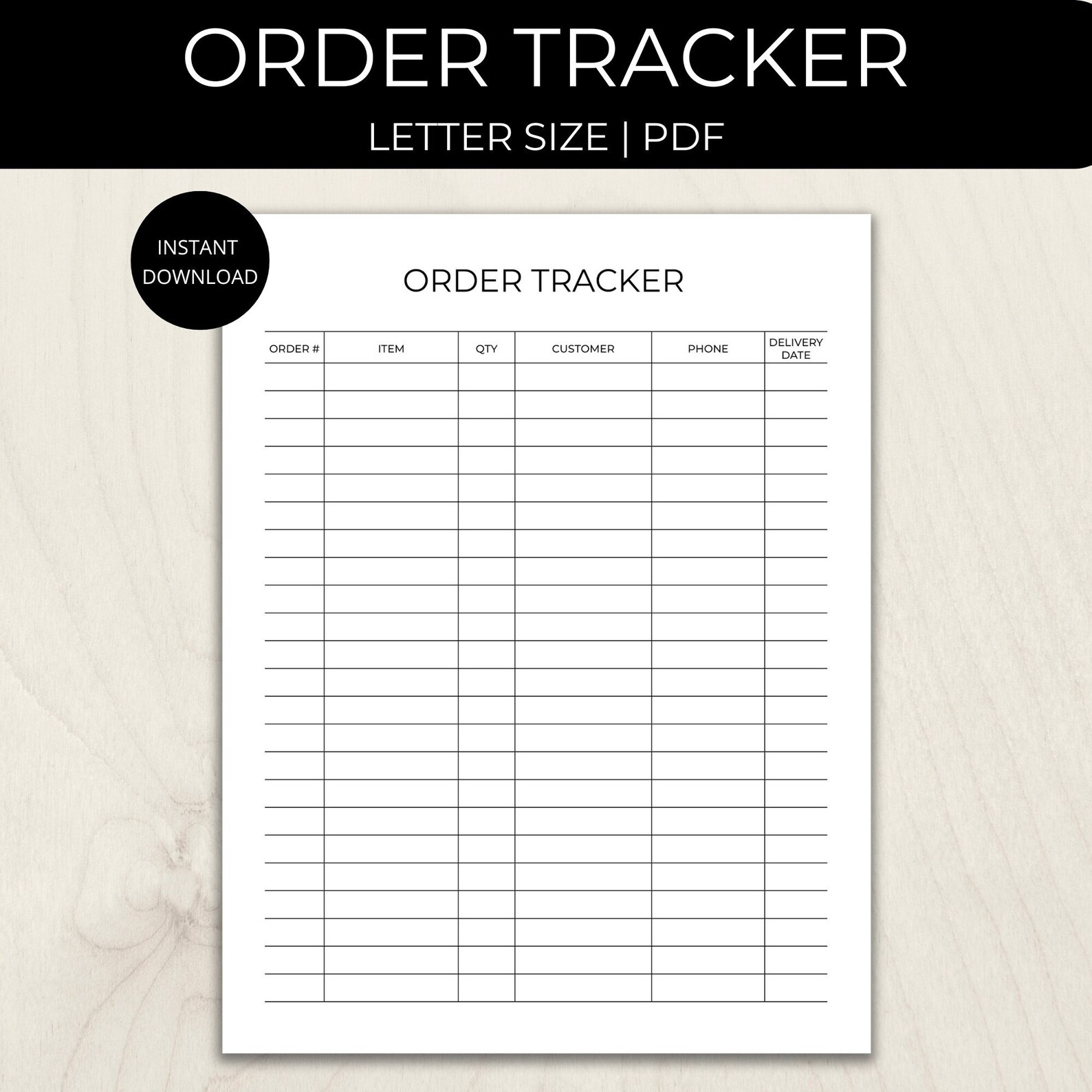 Order Tracker Printable, Fillable Order Form Template, Order Form for ...
