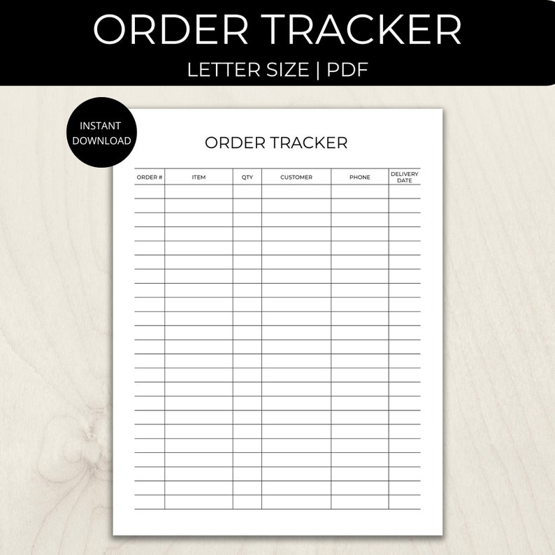 Order Tracker Printable, Fillable Order Form Template, Order Form for ...