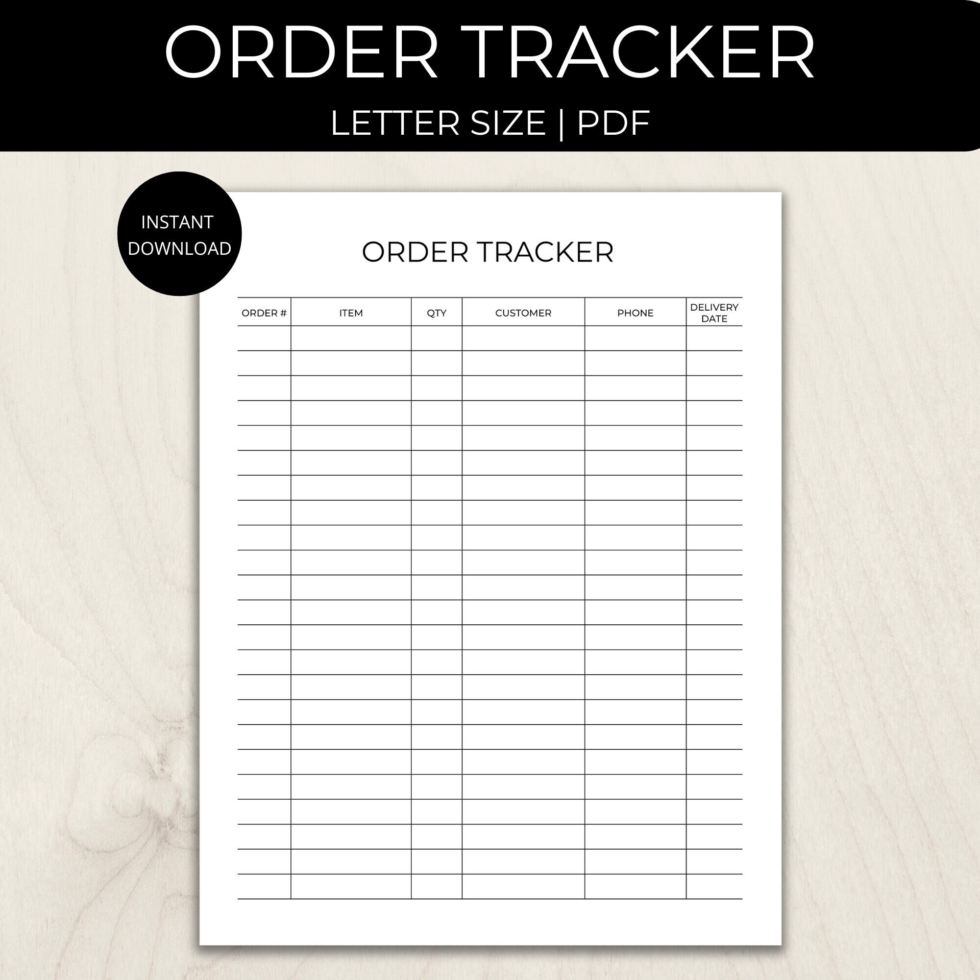 Order Tracker Printable, Fillable Order Form Template, Order Form for ...
