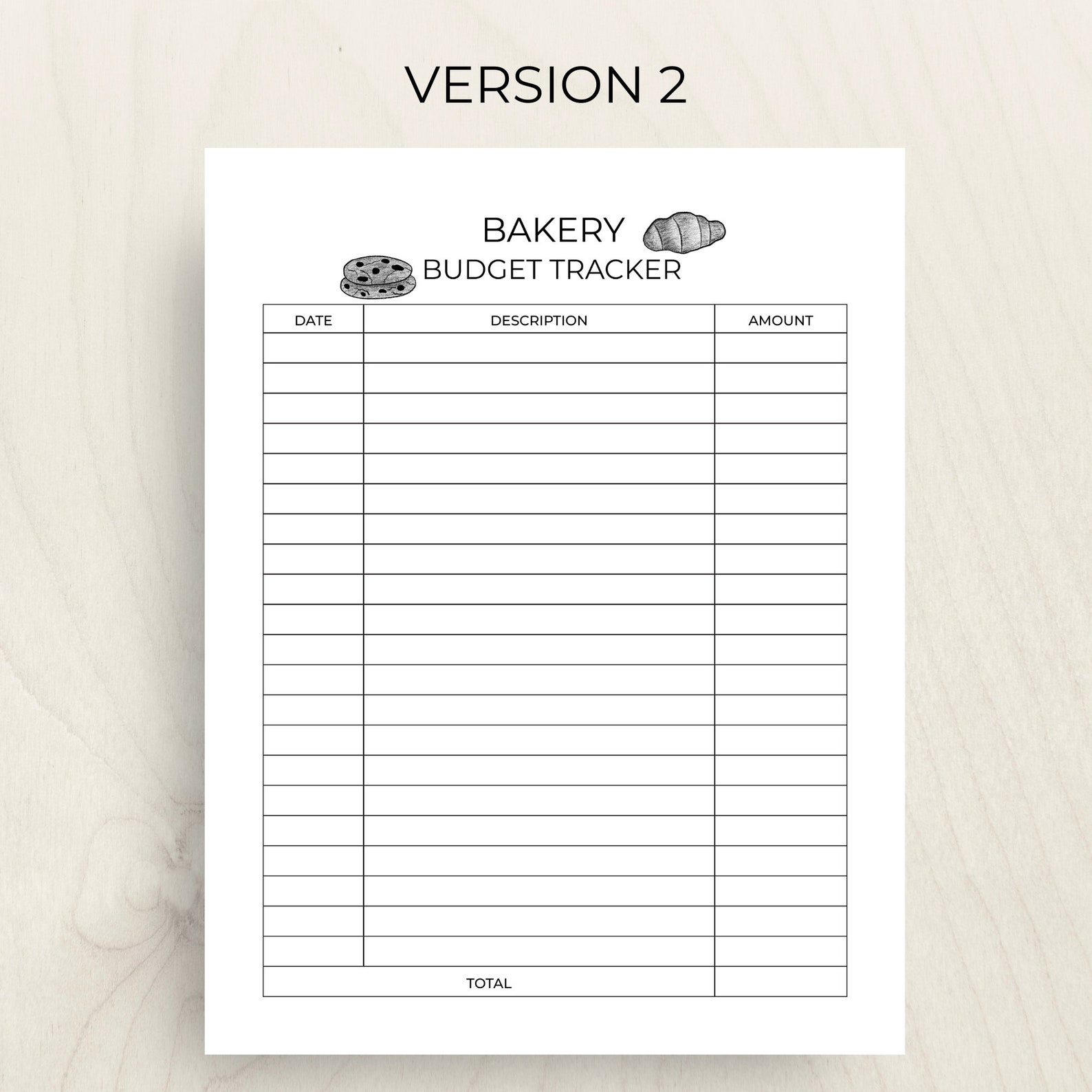 Bakery Budget Tracker Printable, Fillable Monthly Budget Planner ...
