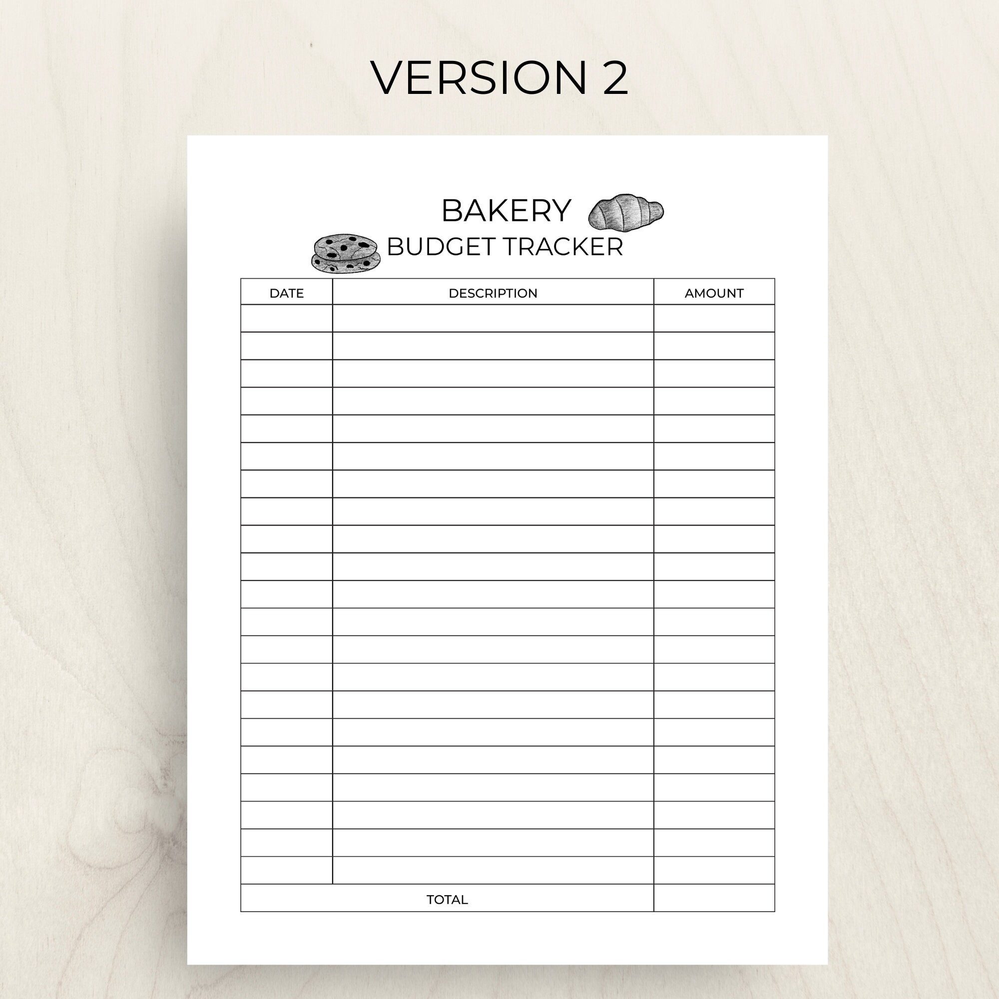 Bakery Budget Tracker Printable, Fillable Monthly Budget Planner ...