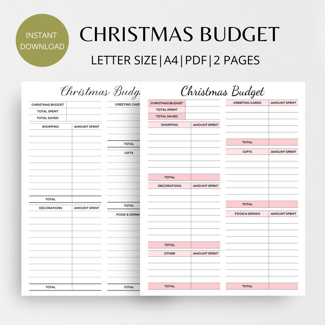 Christmas Budget Planner Holiday Budget Budget List - Etsy