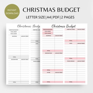 Christmas Budget Planner Holiday Budget Budget List - Etsy