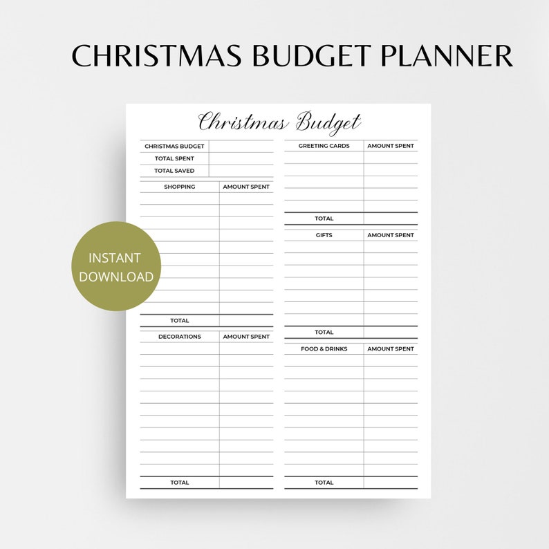 Christmas Budget Planner Holiday Budget Budget List - Etsy