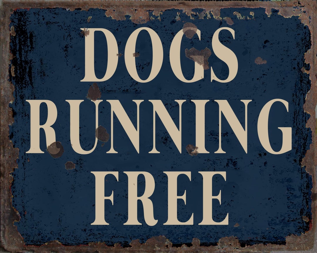 Vintage Dogs Running Free Sign, Dogs Running Free Plaque, Dogs Wall ...