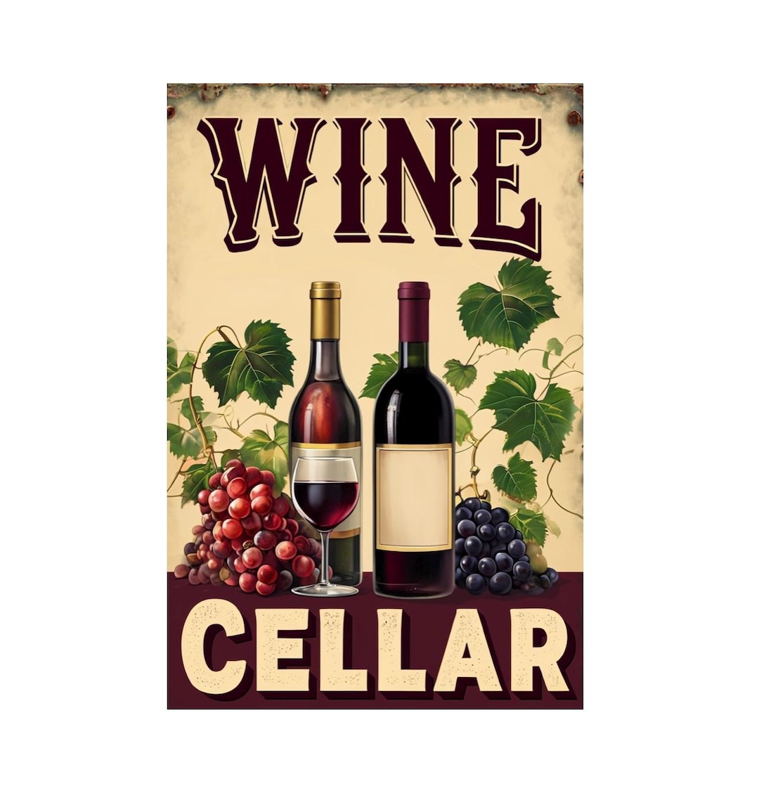 Wine Cellar Metal Sign, Wine Cellar Sign, Wine Cellar Plaque. Retro ...