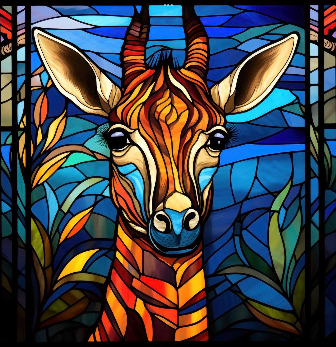 Antelope Faux Stained Glass Window Metal Plaque, Antelope Plaque ...