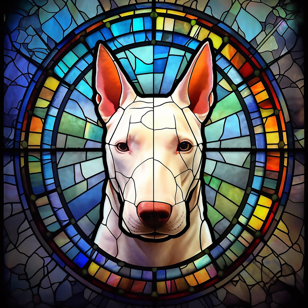 Bull Terrier Faux Stained Glass Window Metal Plaque, Bull Terrier ...