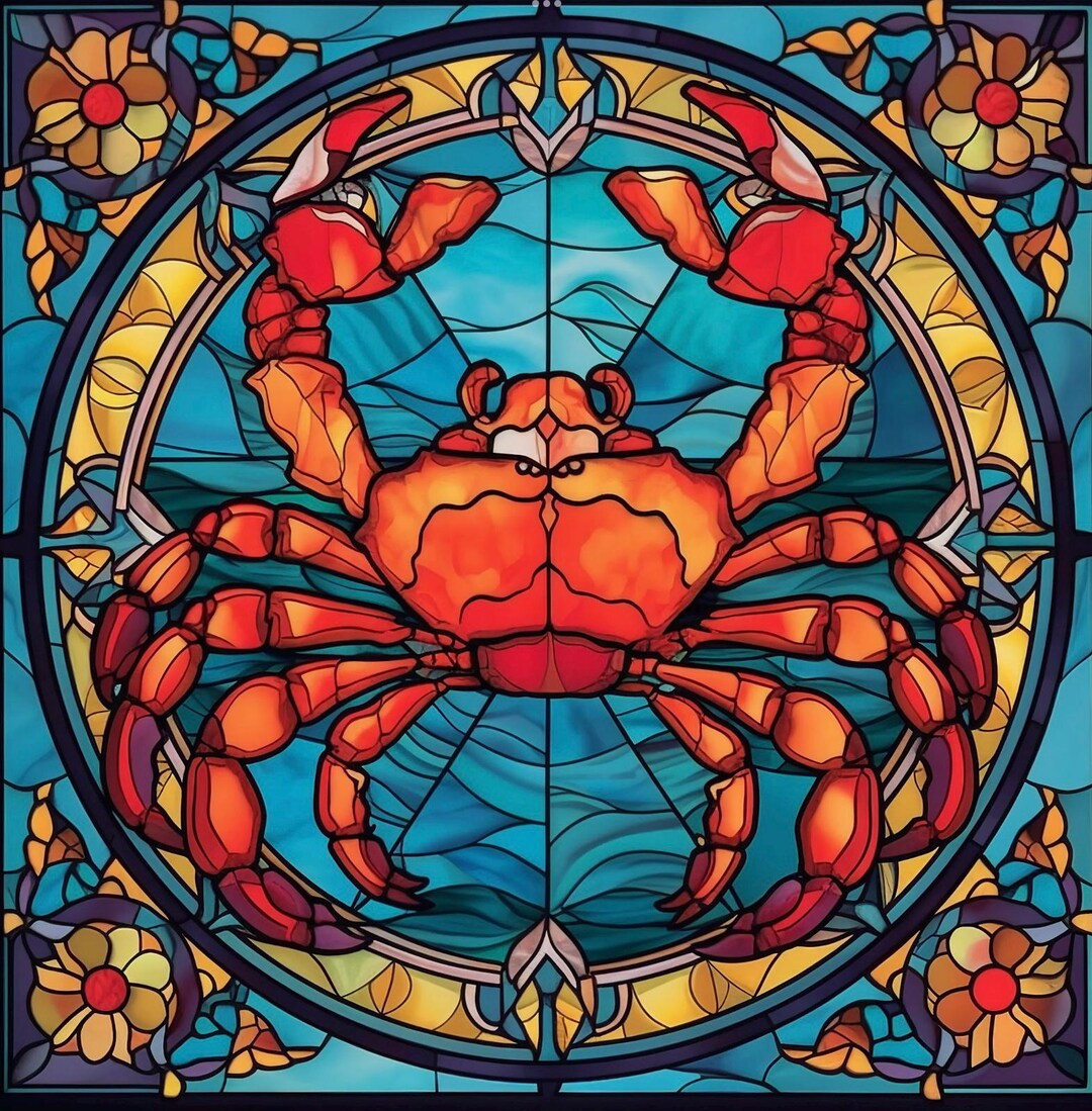 Crab Faux Stained Glass Window Metal Plaque, Crab Plaque, Crab Sign, - Etsy