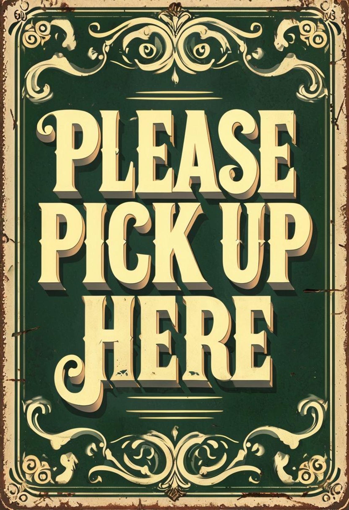 Vintage Pick up Here Metal Sign, Pick up Here Plaque, Pick up Here ...
