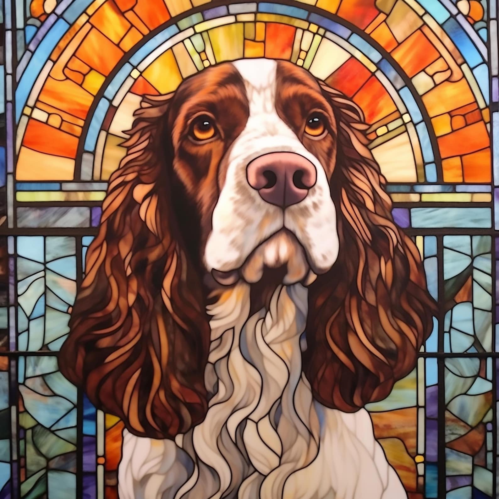 Springer Spaniel Faux Stained Glass Window Metal Plaque, Springer ...