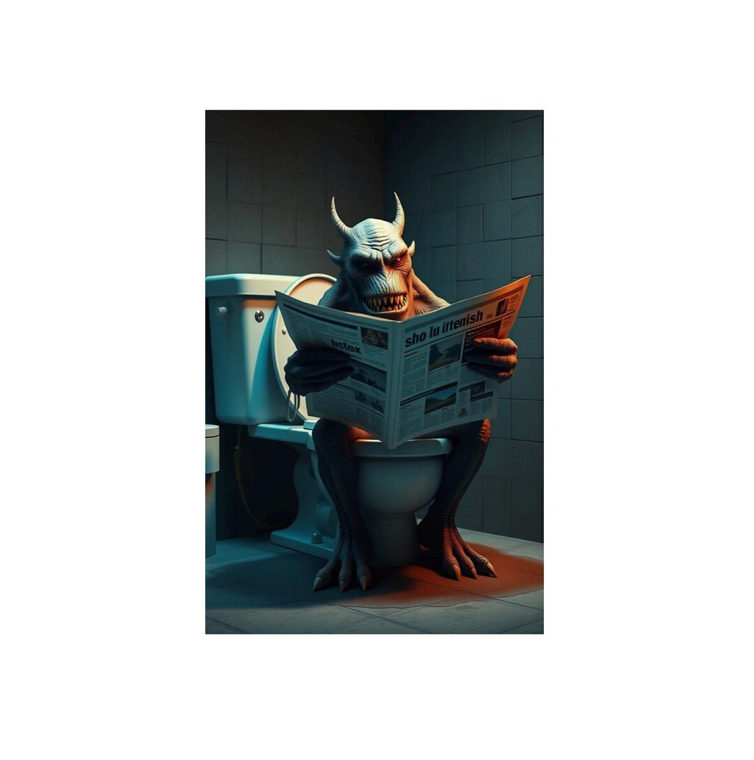 Monster on the Toilet Metal Sign, Monster Plaque, Monster Sign - Etsy