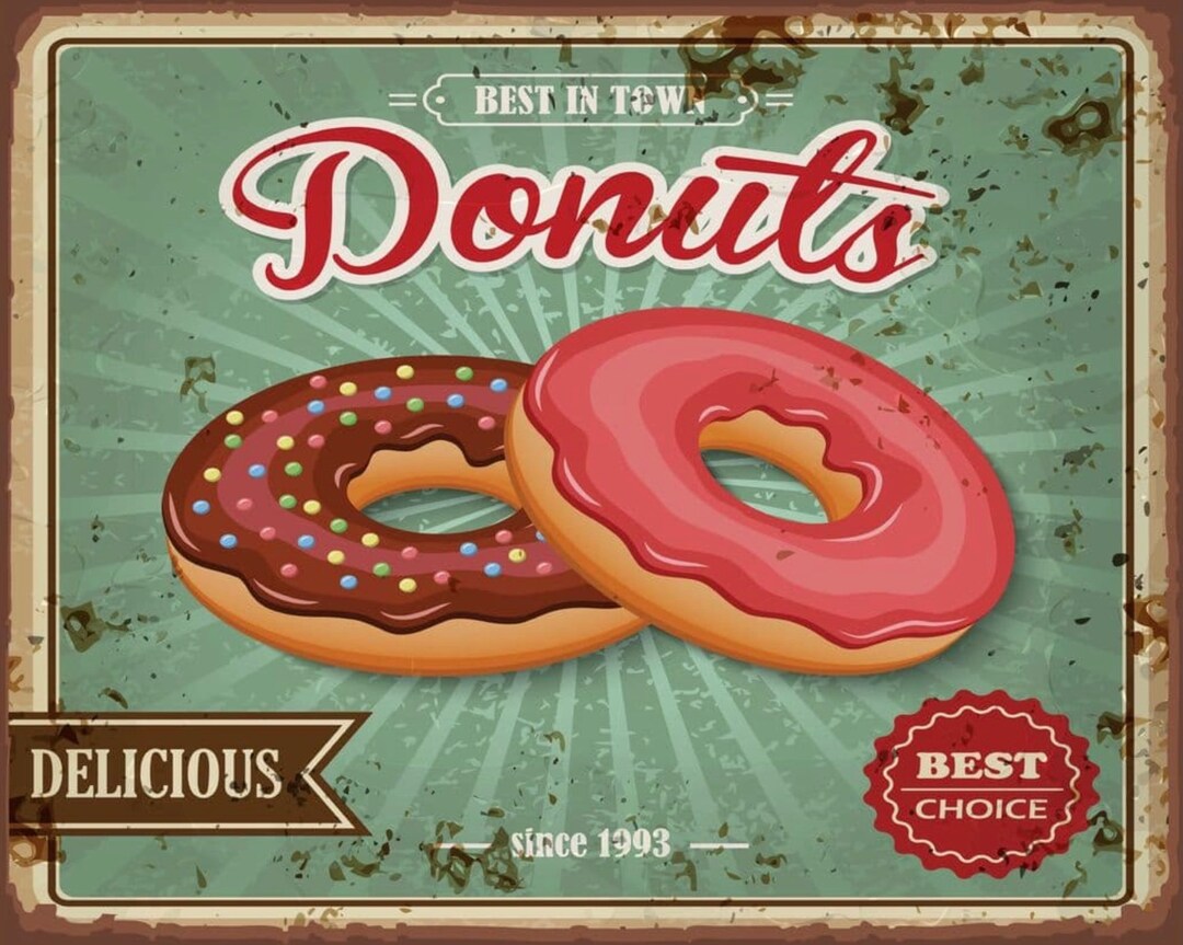 Vintage Donuts Metal Sign, Donuts Sign, Vintage Sign. Retro Wall Sign ...